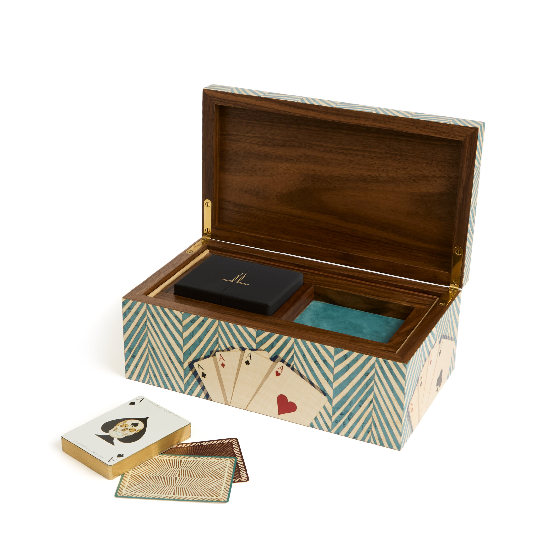 Turquoise Double Luxury Playing Cards Box | Alexandra Llewellyn