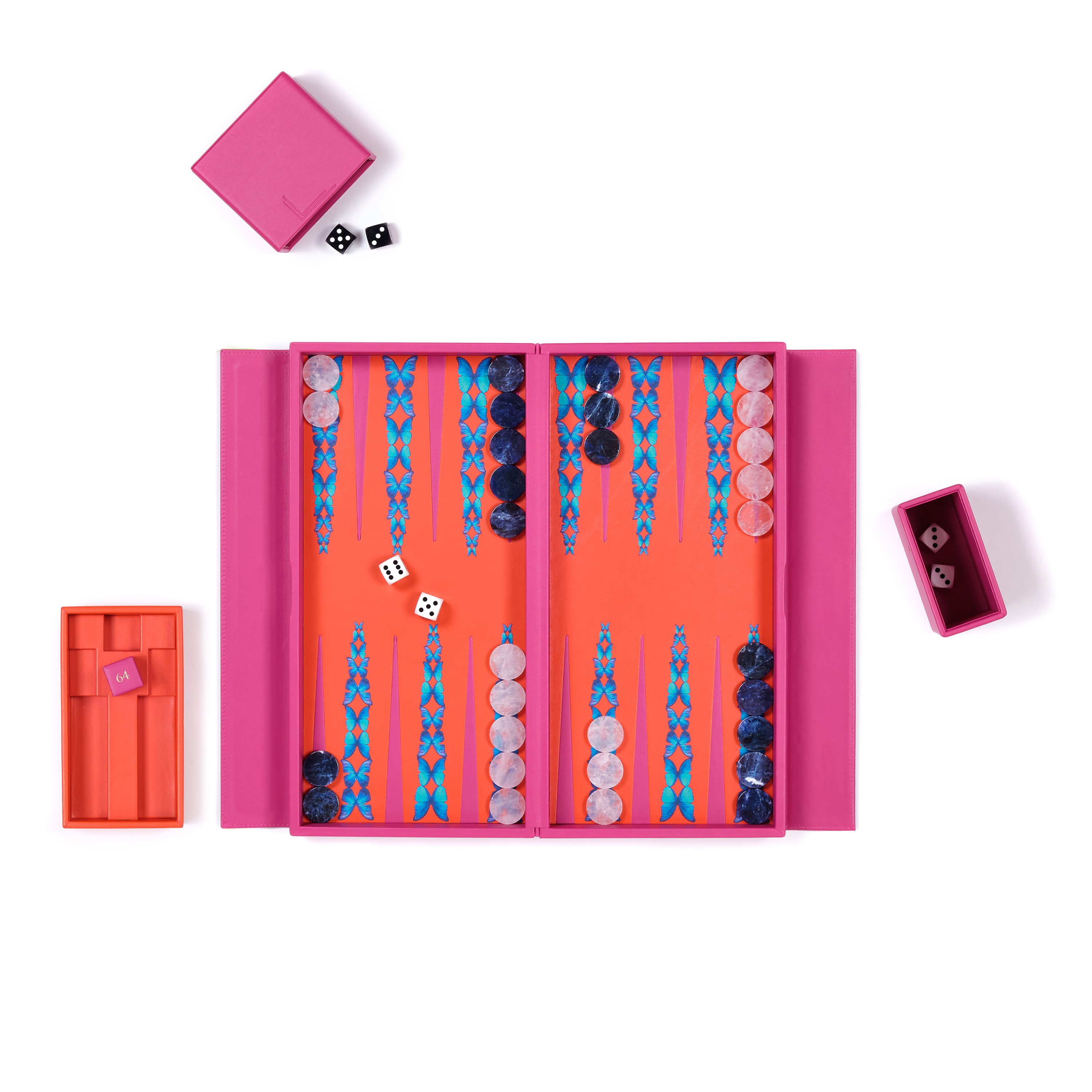 Pink Butterfly Travel Backgammon Set | Alexandra Llewellyn